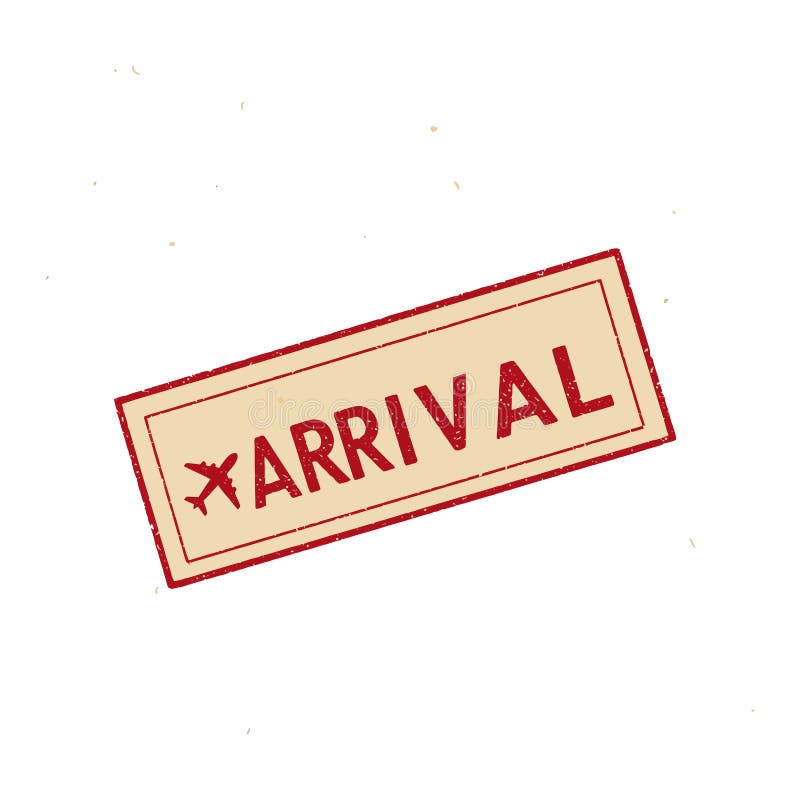Arrival Stamp Design with Airplane Icon in Minimal Flat Style Vintage ...