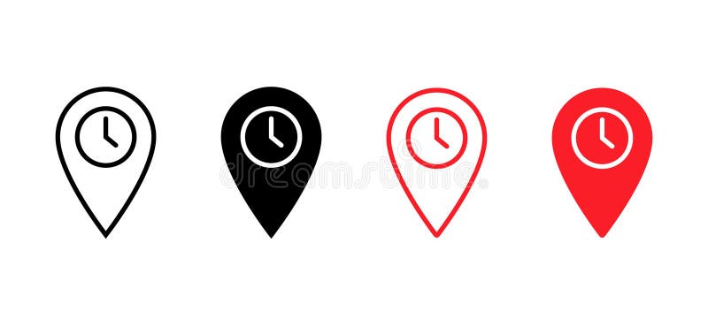 Arrival Time Icon. Map Pin and Clock Sign Symbol Stock Vector ...