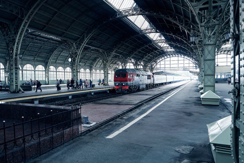 Arrival Of The Train At Station Stock Image - Image of europe, freight ...