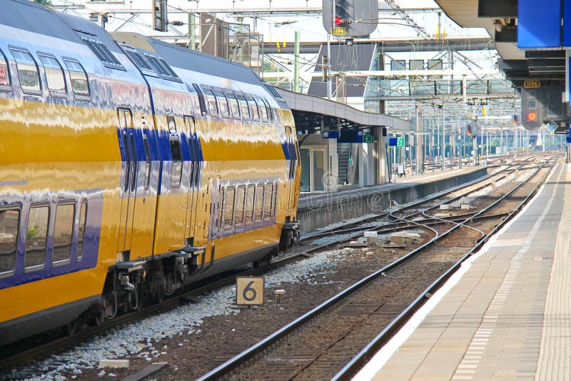 Arrival of the Train at Station Stock Image - Image of building ...