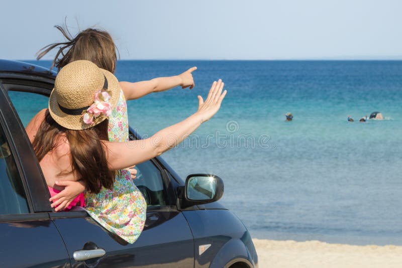 Arriving on the beach stock image. Image of happy, girl - 44212347