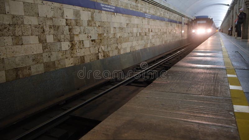 Arriving Train in the Metro. Concept. Modern High Speed Train Stock ...