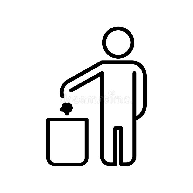 Arrojar Basura En Un Icono Del Vector Del Basurero Ilustración del ...