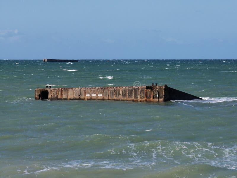 Arromanches Mulberry Harbour Stock Image - Image of mulberry, dday ...