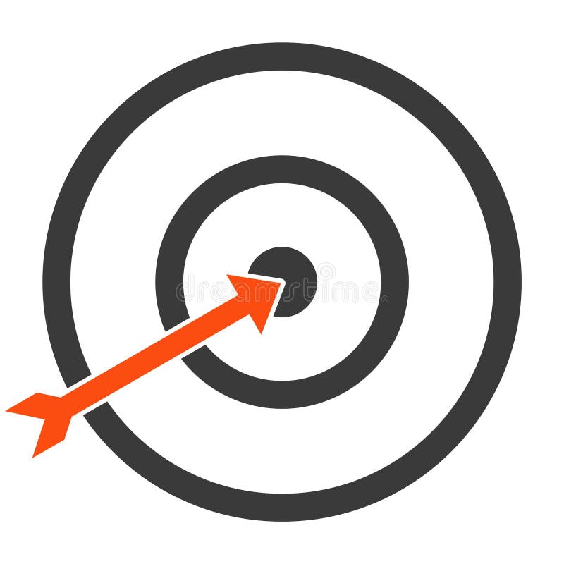 Arrow and Aim Icon Black Red Stock Illustration - Illustration of ...