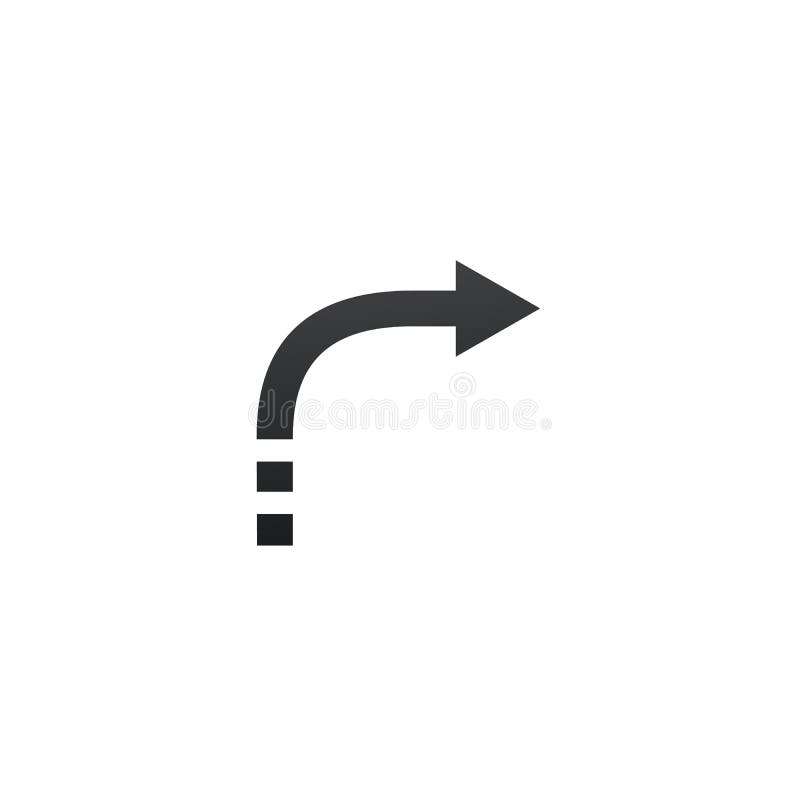 Arrow Angle Turning To Right Icon. Flat Style Design. Vector ...
