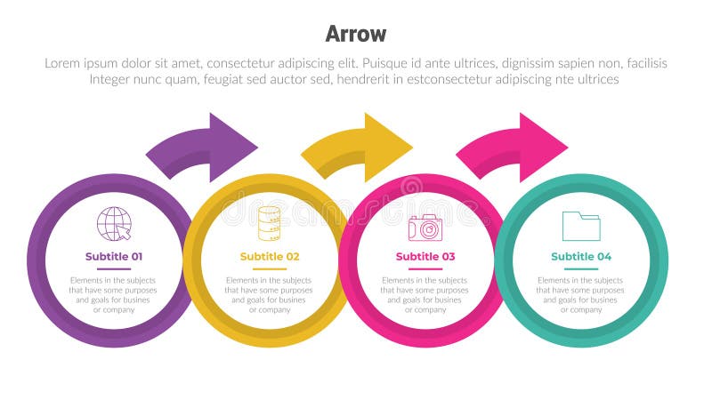 Arrow or Arrows Stage Infographics Template Diagram with Big Circle ...