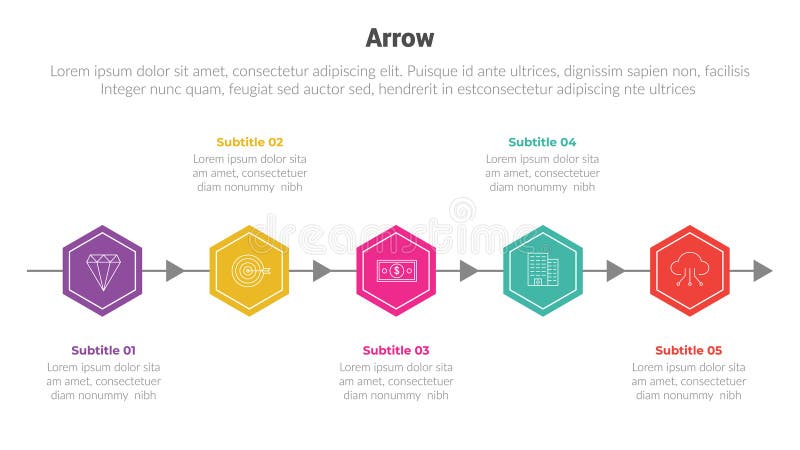 Arrow or Arrows Stage Infographics Template Diagram with Honeycomb ...