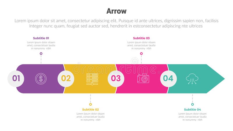 Arrow or Arrows Stage Infographics Template Diagram with Rectangle ...