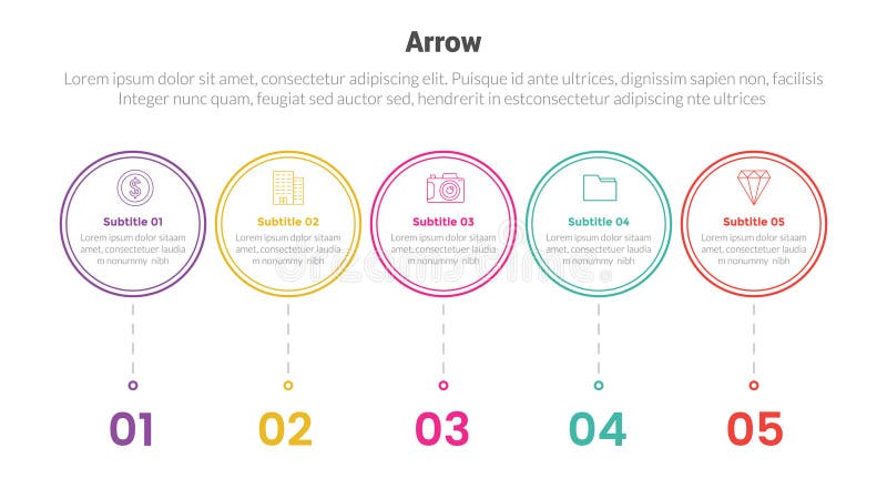 Arrow or Arrows Stage Infographics Template Diagram with Round ...
