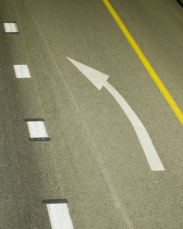 An Arrow on the Asphalt Indicates the End of the Acceleration Lane ...