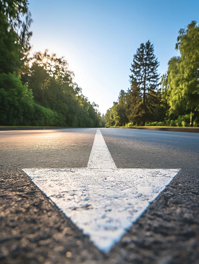 Arrow on the Asphalt of the Road Back. Goal and Path Concept Stock ...