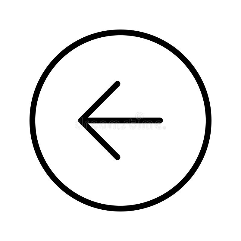Arrow Back Circle Icon Line Isolated on White Background. Black Flat ...