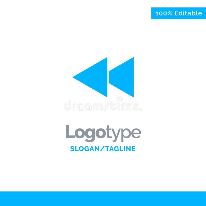 Arrow, Back, Reverse, Rewind Blue Solid Logo Template. Place for ...