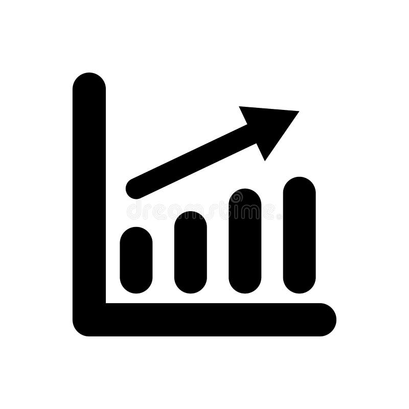 Arrow and Bar Graph Silhouette Icon. Business Sales Increase. Vector ...