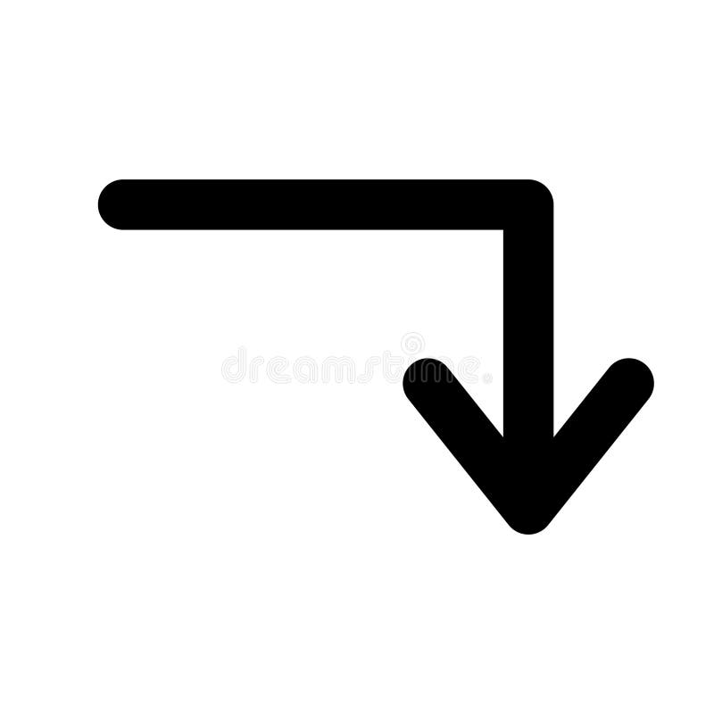 Arrow Bent Down Corner Icon Stock Illustration - Illustration of ...