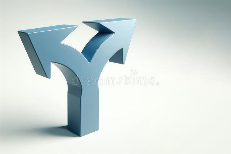 Arrow Bifurcated in Different Directions. Space for Text. Stock ...