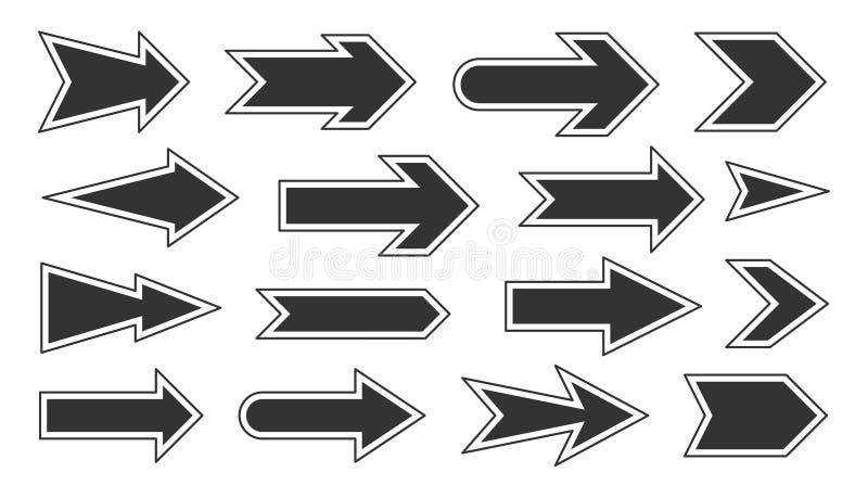 Arrow Blank Sign Navigation Stamp Black Flat Set Stock Vector ...