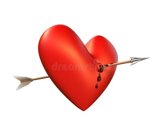 Arrow in bleeding heart. stock illustration. Illustration of arrowhead ...
