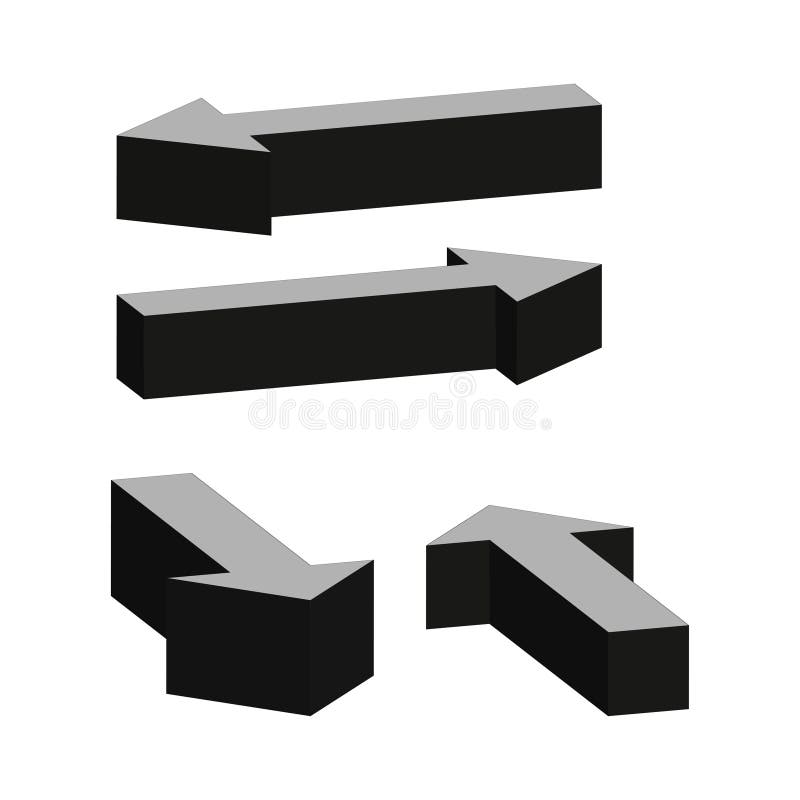 Arrow Blocks Icon. Directional Black Volume. Isometric Vector Arrows ...