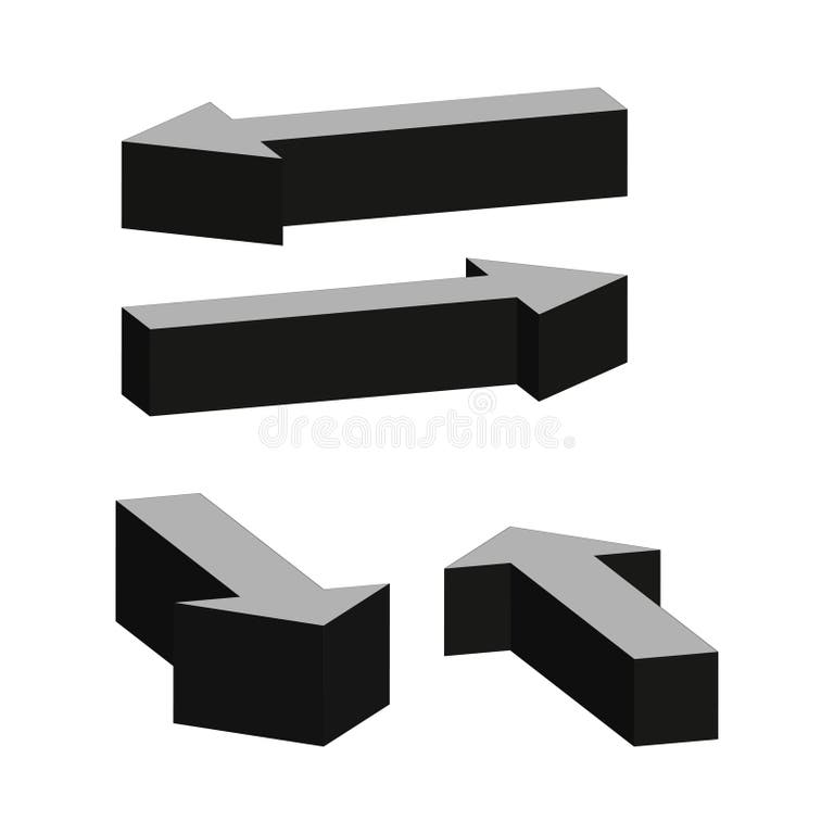 Arrow Blocks Icon. Directional Black Volume. Isometric Vector Arrows ...