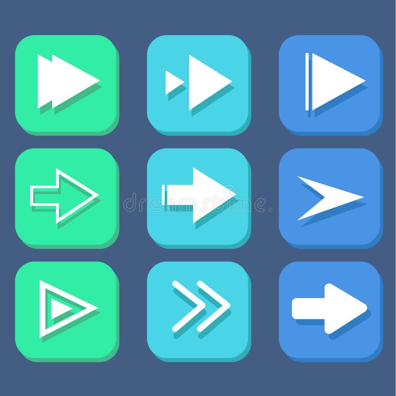 Arrow blue sign icon set. stock vector. Illustration of shadow - 44433691