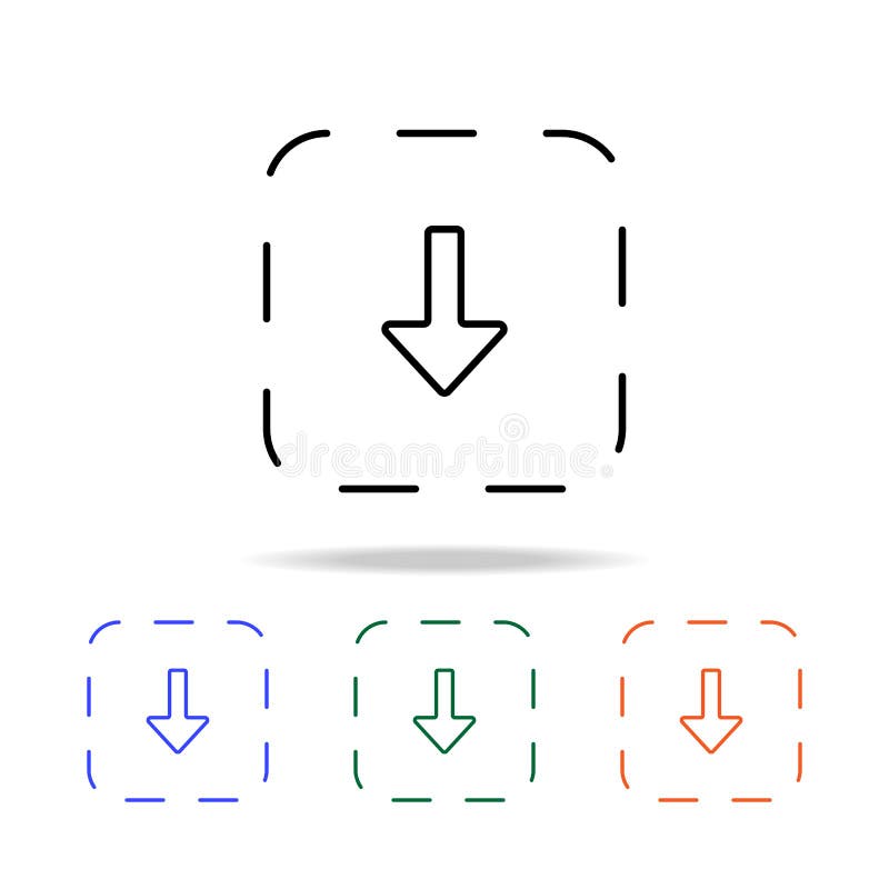 An Arrow in the Bottom in the Dotted Box Icon. Elements of Simple Web ...