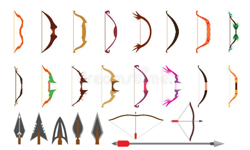 Arrow and Bow Set Archery Weapon Symbol. Ancient Icon War Element ...