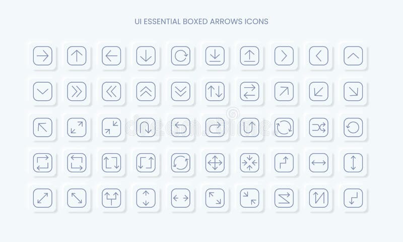 Arrow in Box Line Icons Packs Stock Illustration - Illustration of ...