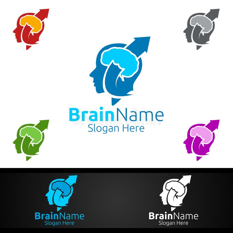 Arrow Brain Logo with Think Idea Concept Design Stock Vector ...