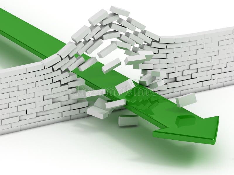 3d arrow breaking wall stock illustration. Illustration of grow - 22376228