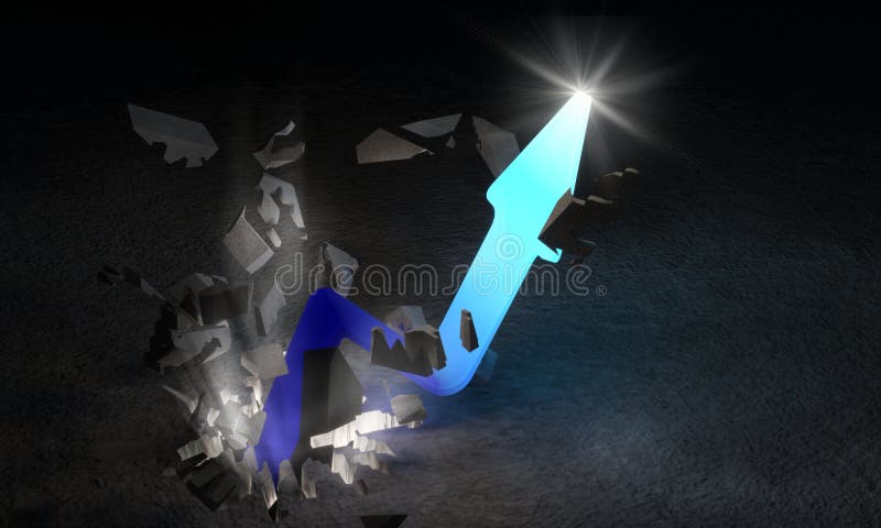3d arrow breaking wall stock illustration. Illustration of grow - 22376228