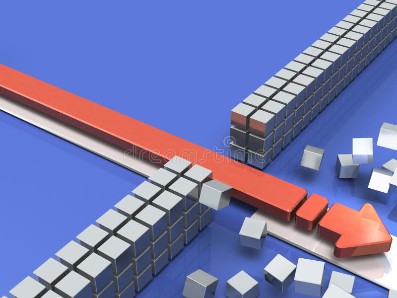 An Arrow Breaking through an Obstacle Indicates Success. Stock ...