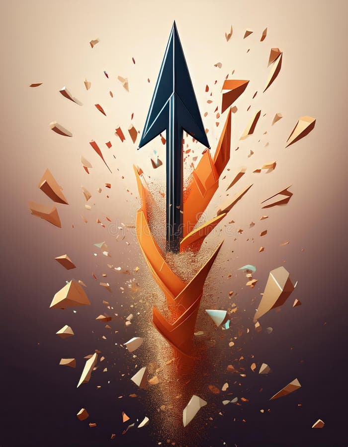 Arrow Breaking through Obstacles Reaching Target Goal Achievement Stock ...