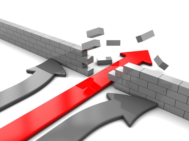 Arrow breaking wall stock illustration. Illustration of isolated - 14224058