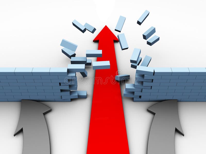 Arrow breaking wall stock illustration. Illustration of isolated - 16757520