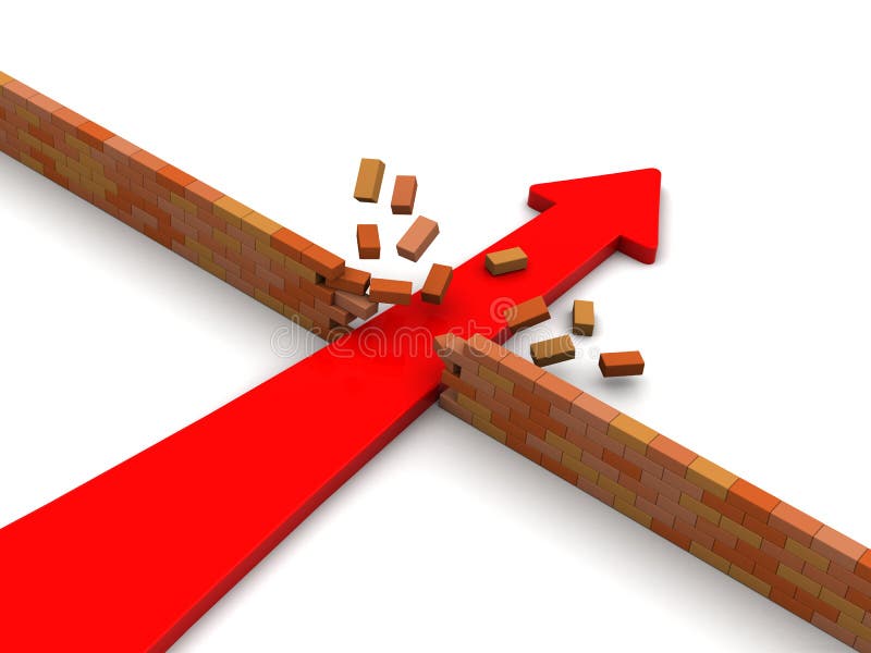 Arrow breaking wall stock illustration. Illustration of isolated - 14224058