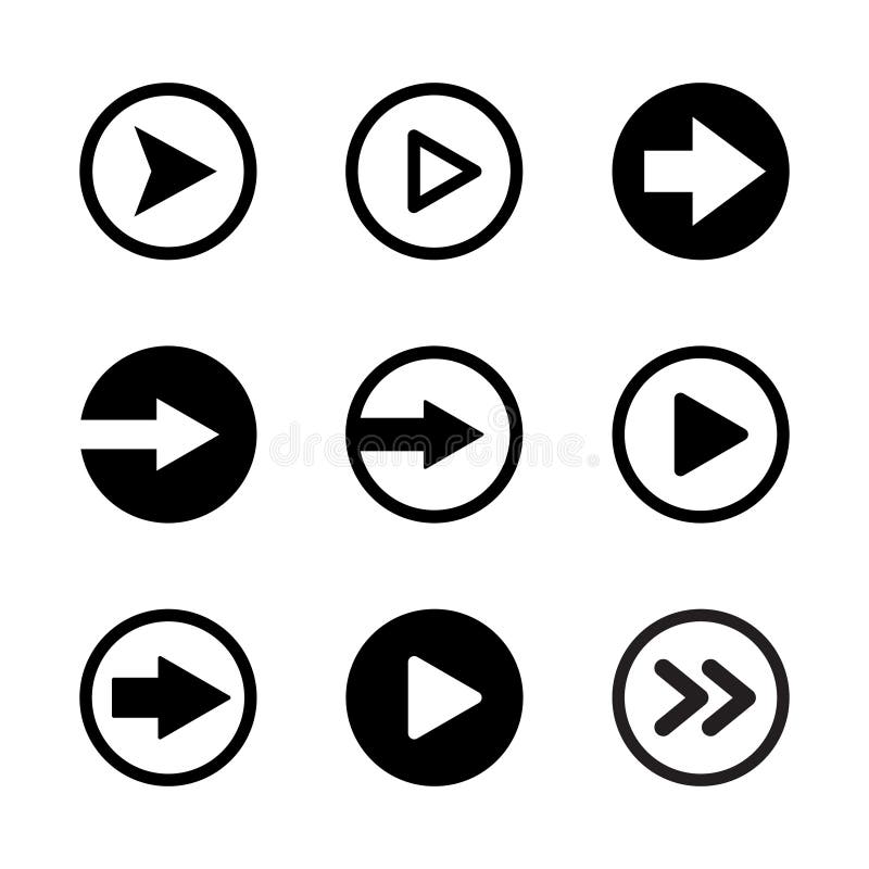Arrow Button Icon Set. Arrow Symbol Pack Stock Vector - Illustration of ...