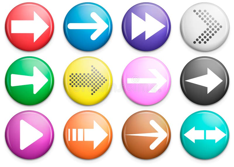 Arrow Button Icon Set. Arrow Icons on Circle Button Stock Vector ...