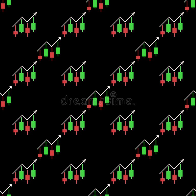 Arrow with Candlestick Chart Vector Technical Analysis Colored Seamless Pattern Stock Vector ...