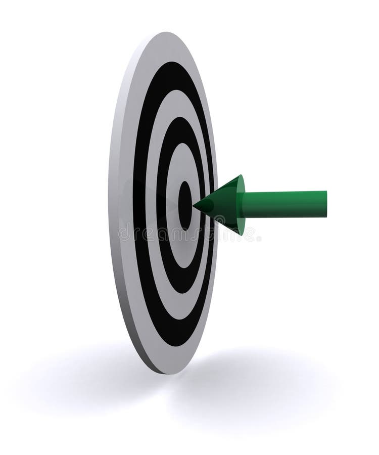 Arrow in center of target stock illustration. Illustration of hits ...