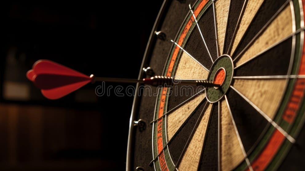 Arrow in the Centre of a Dart Board. Generative AI Stock Illustration - Illustration of goal ...