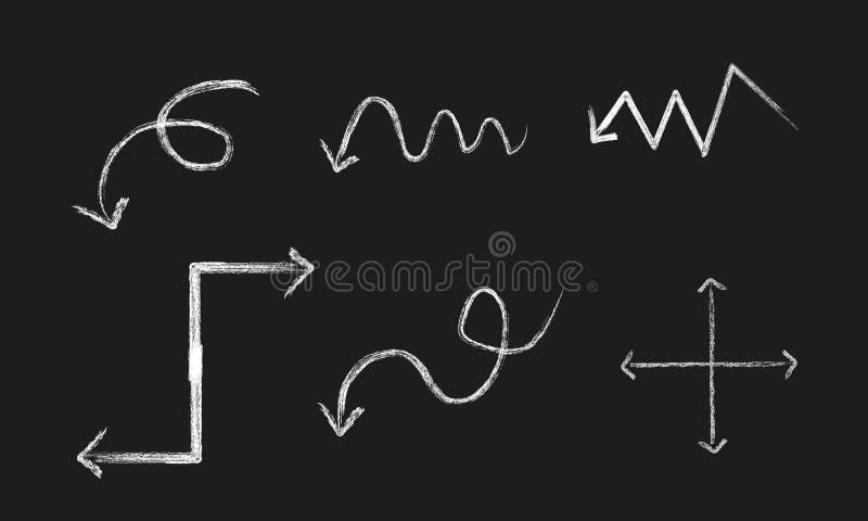 Arrow Chalk Vector Set. Vector Hand Drawn Arrows Icons Set on the ...