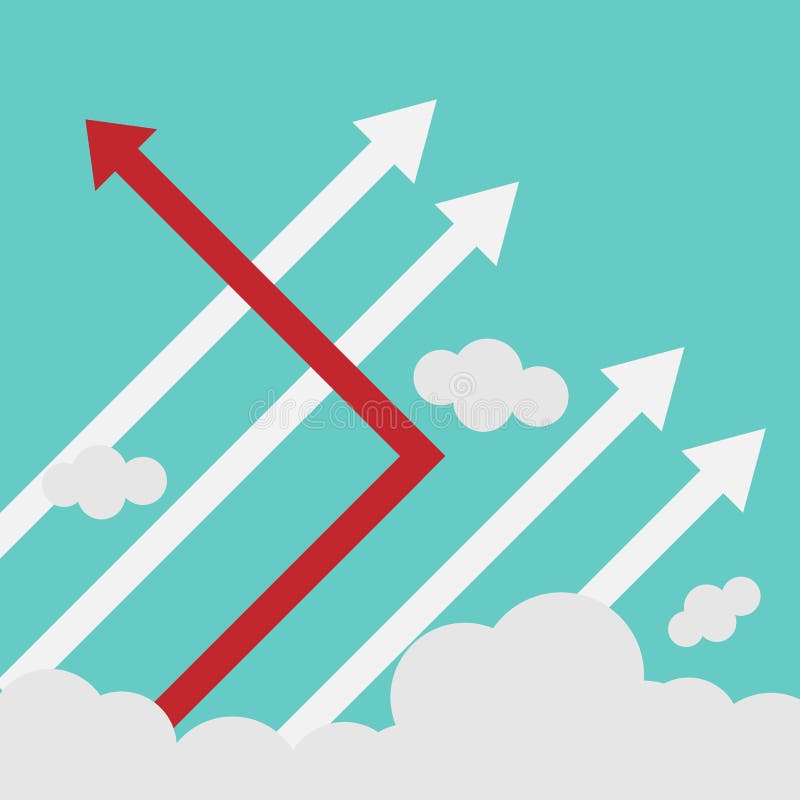 Arrow Changing Direction and White Ones. New Idea, Change, Trend ...