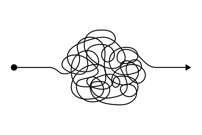 Arrow Chaos Mindset Mess. Doodle Knot Line Concept with Freehand Scrawl ...