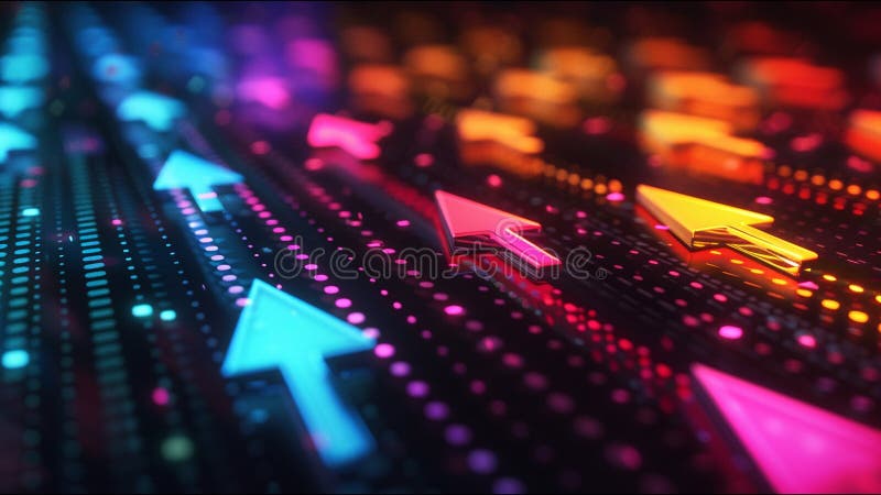 Arrow Chart Cyber Information Nodes Electronic Info Arrows Stock ...