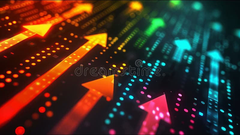 Arrow Chart Cyber Information Nodes Electronic Info Arrows Stock ...