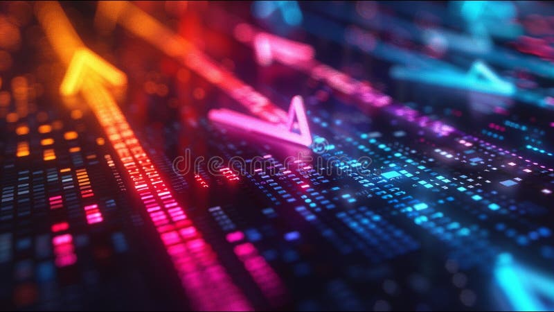 Arrow Chart Cyber Information Nodes Electronic Info Arrows Stock ...