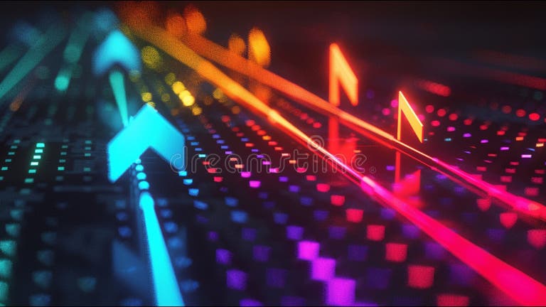 Arrow Chart Cyber Information Nodes Electronic Info Arrows Stock ...