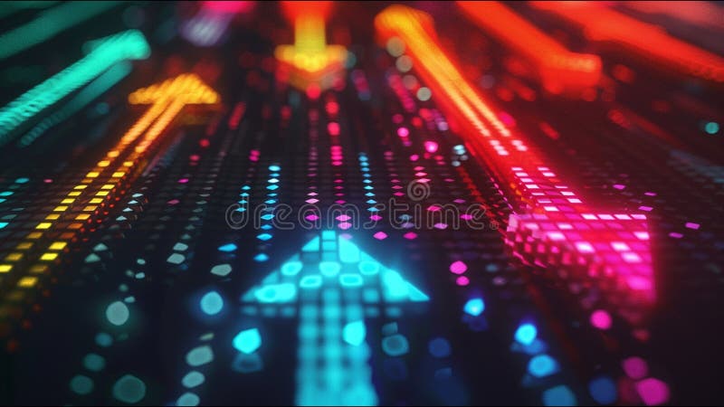 Arrow Chart Cyber Information Nodes Electronic Info Arrows Stock ...